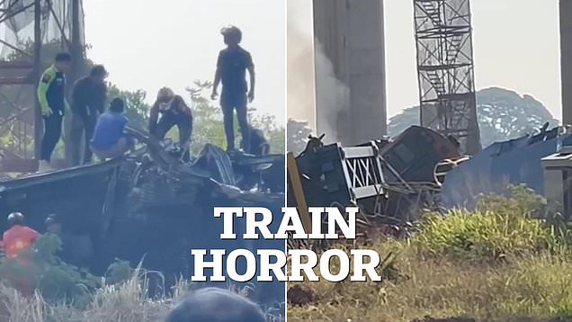 Crane collapses onto train carrying tourists in Thailand