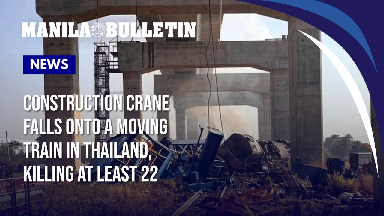 A construction crane falls onto a moving train in Thailand, killing at ...