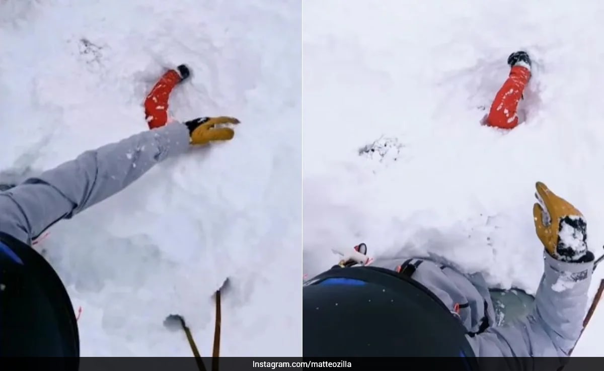 Watch: Skier rescues avalanche victim trapped in snow in Switzerland