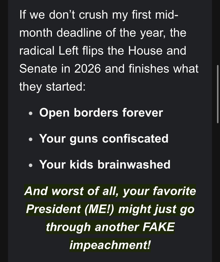 Trump claims he's 'alone and in the dark' to fans