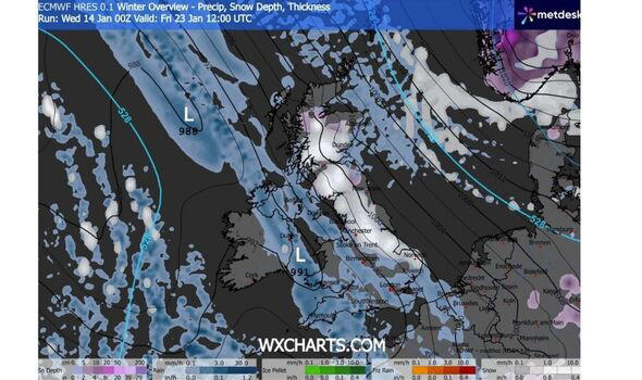 UK snow maps show exact date huge 563-mile blizzard to batter 27 ...