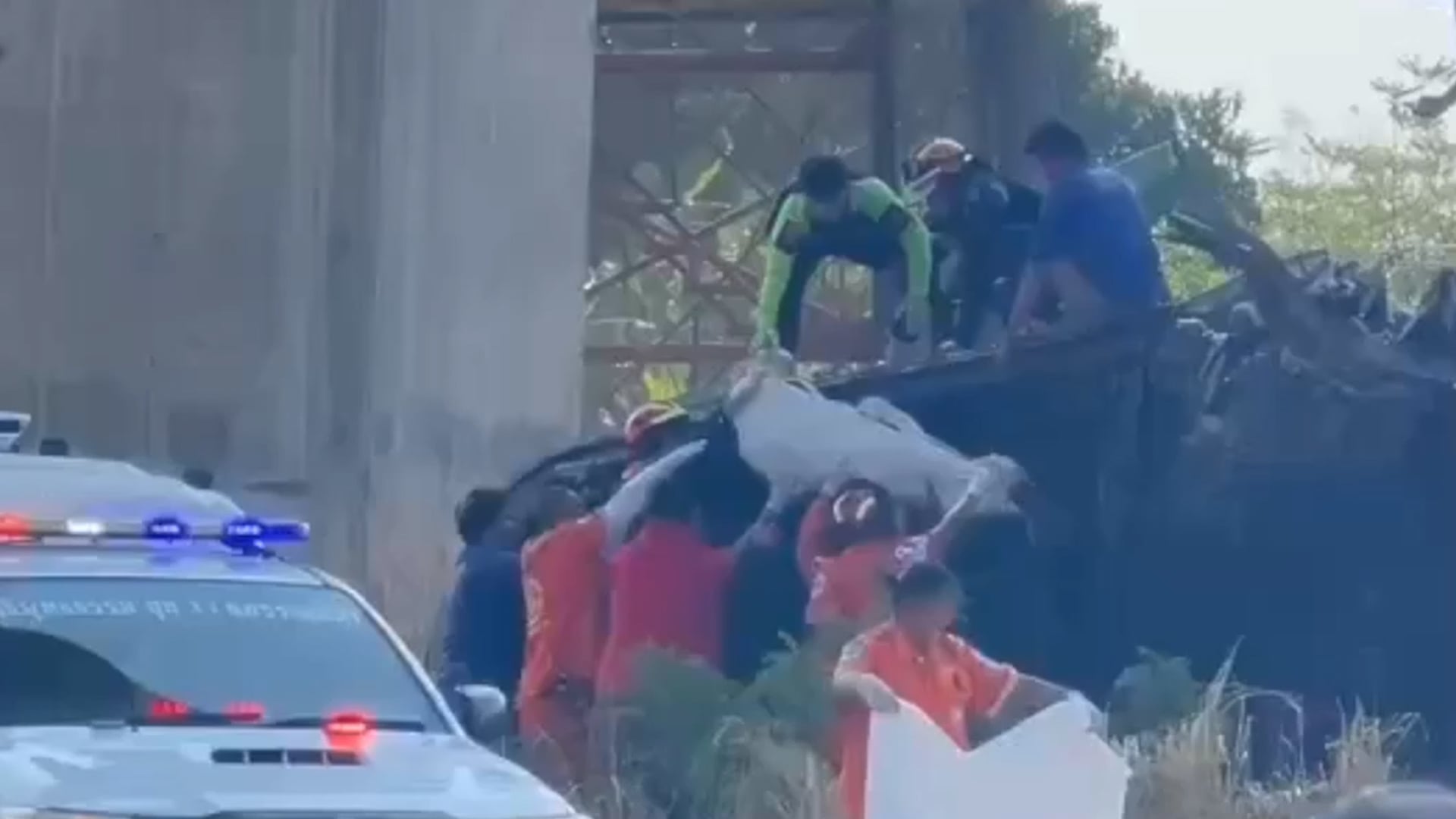 Crane collapses onto passenger train in Thailand, killing 22