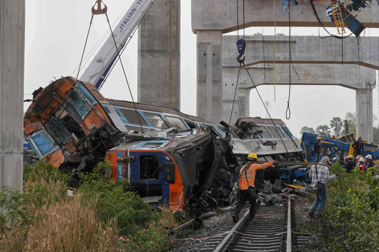 Thailand latest: At least 31 dead after crane falls onto train