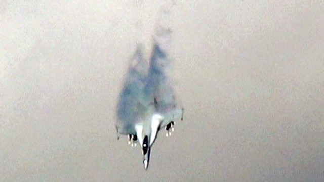 The moment an F-18 appeared to stop moving in midair