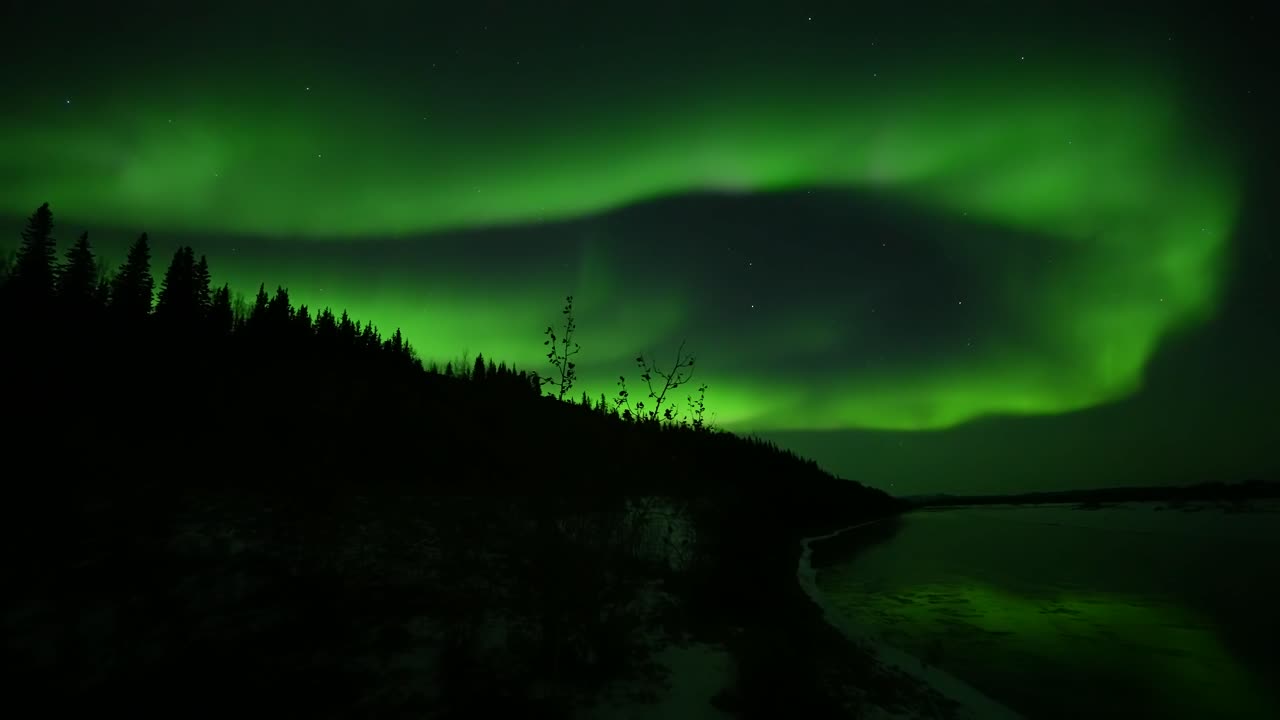 Walking under real-time northern lights
