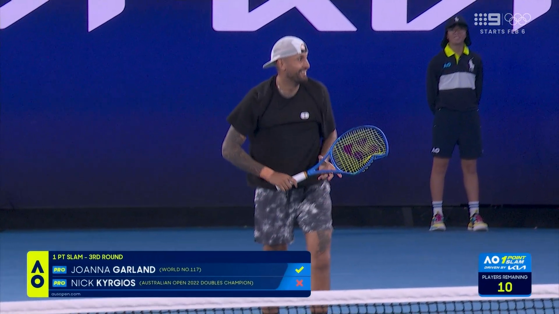 Kyrgios smashes racquet after 1 point Slam loss