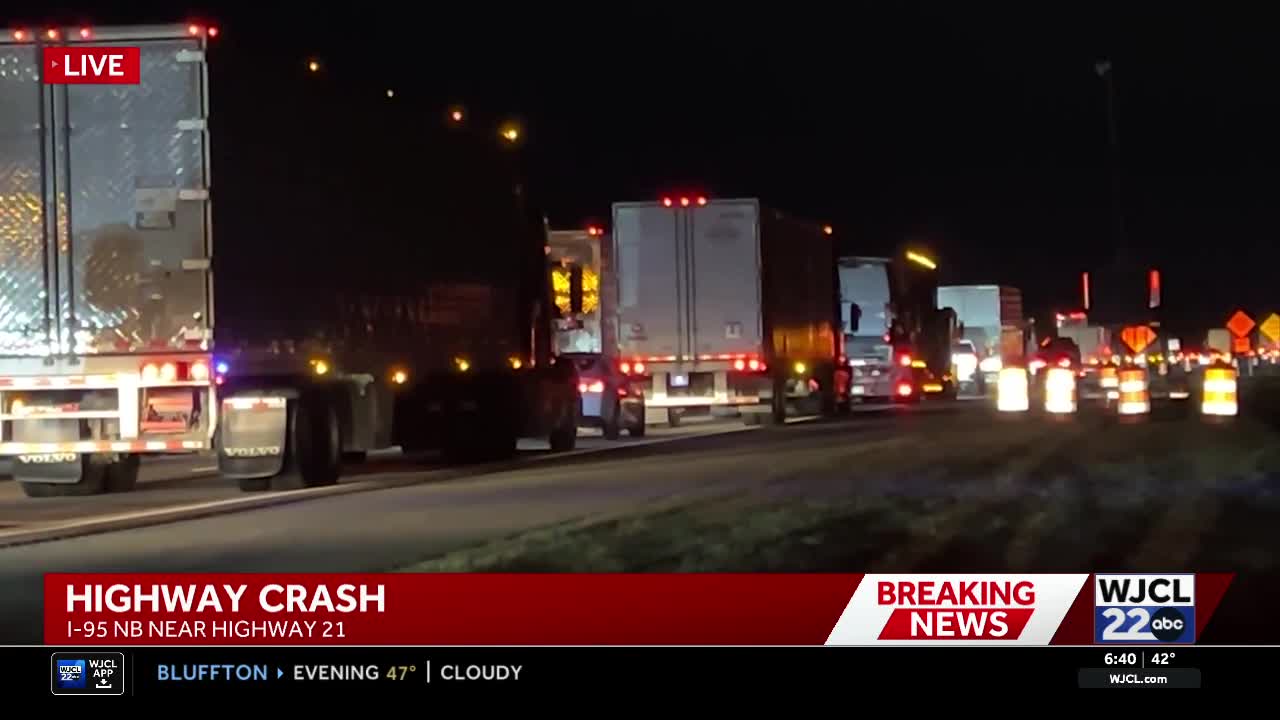 Crash shuts down 95N at GA/SC line Wednesday morning
