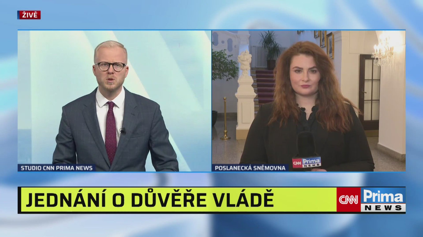 Reportérka CNN Prima NEWS popsala aktuální dění ve Sněmovně