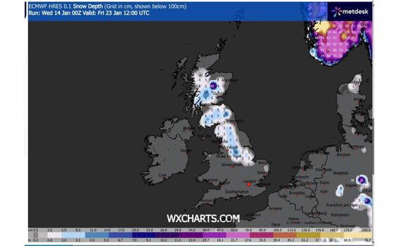 UK snow maps show exact date huge 563-mile blizzard to batter 27 ...