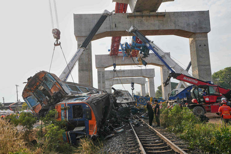 Devastating photos show aftermath of deadly Thailand train accident