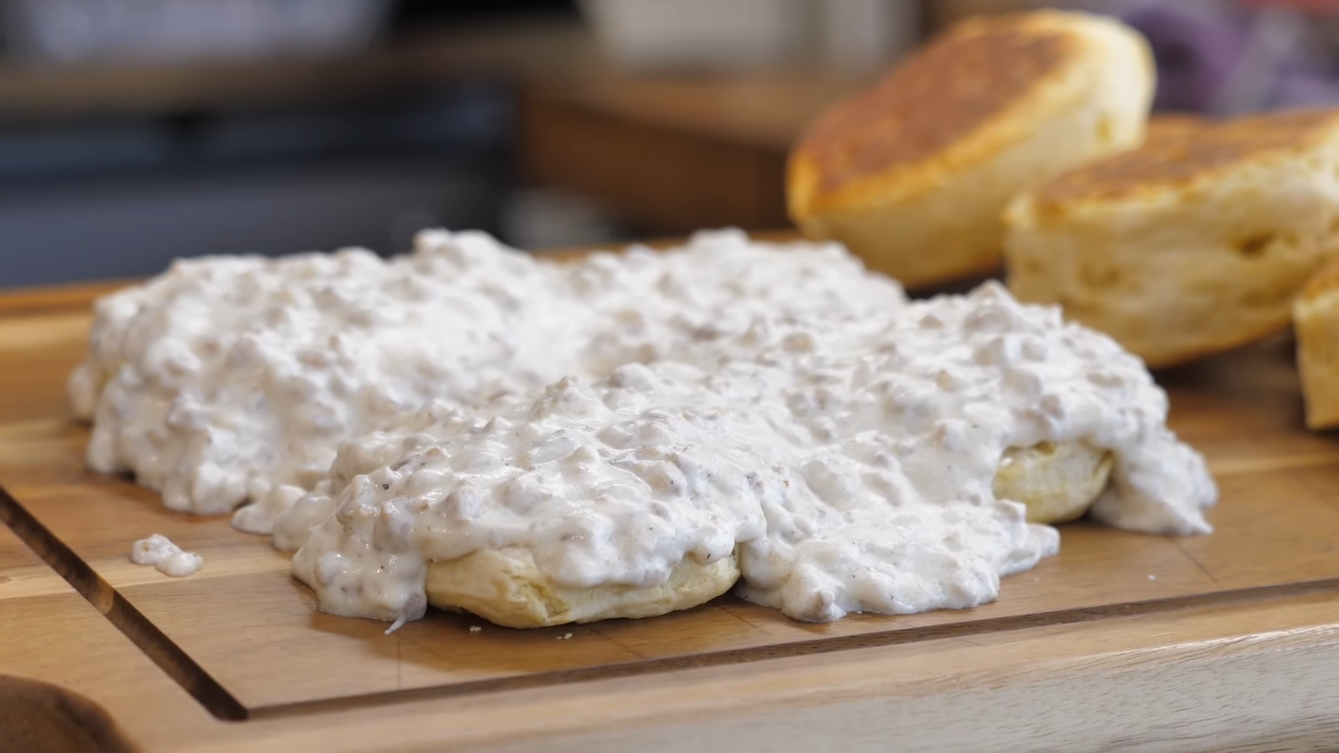 Biscuits and gravy on the Blackstone griddle