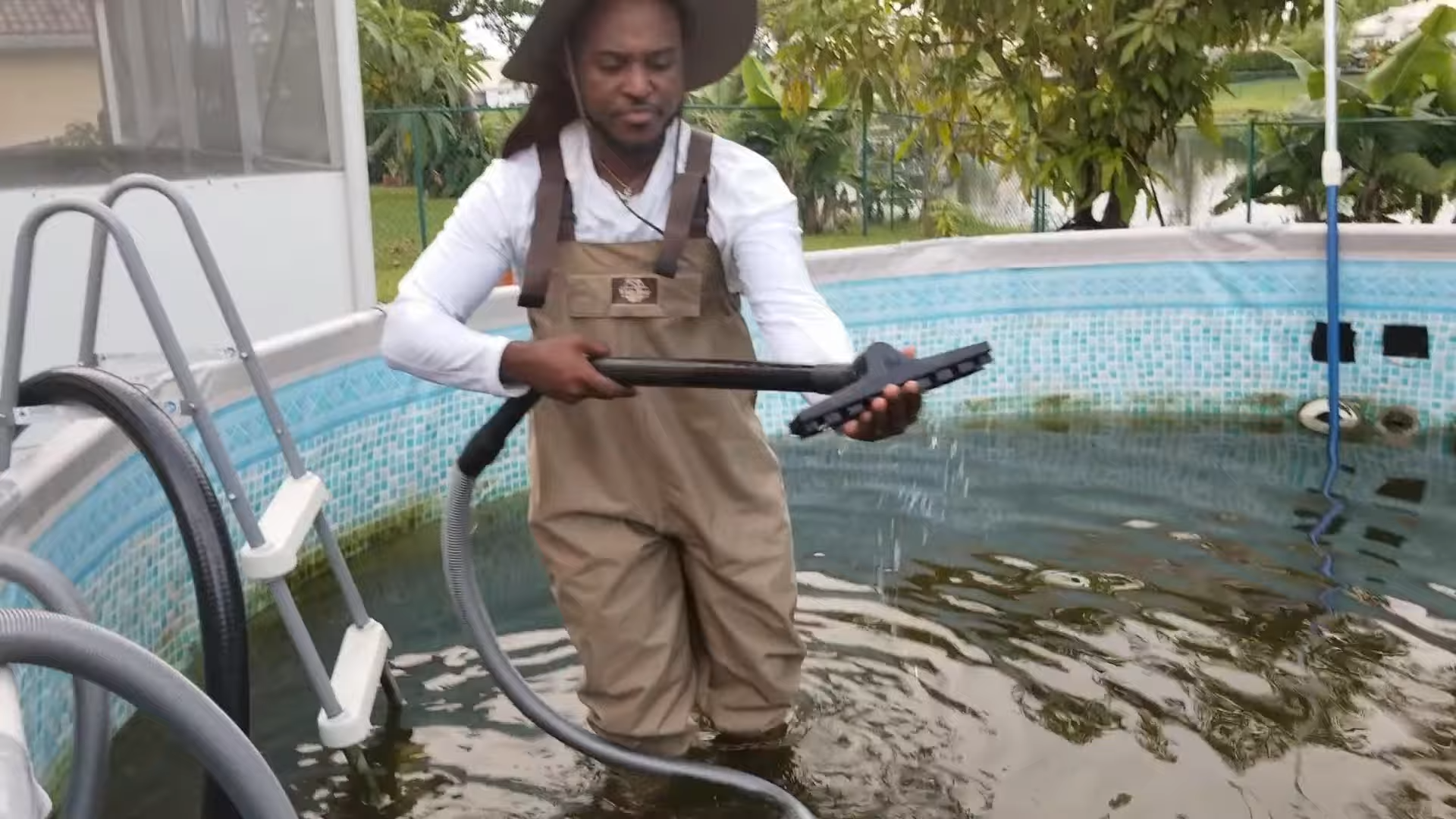 Cleaning the pool pond goes terribly wrong