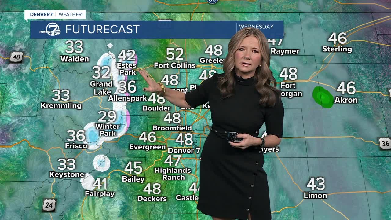Weak cold front bringing a few showers to northeastern Colorado