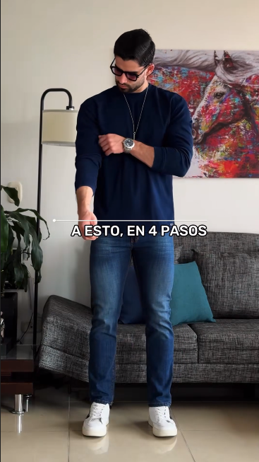 Cómo combinar un suéter azul en outfits para hombre