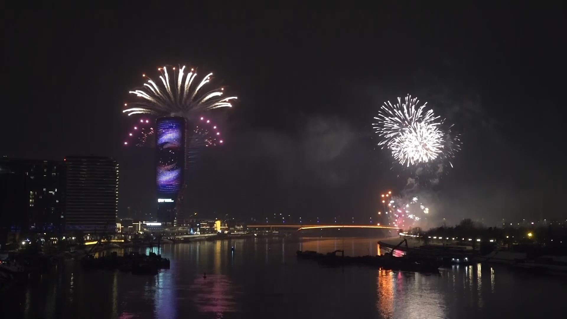 People in Belgrade mark Serbian New Year with fireworks