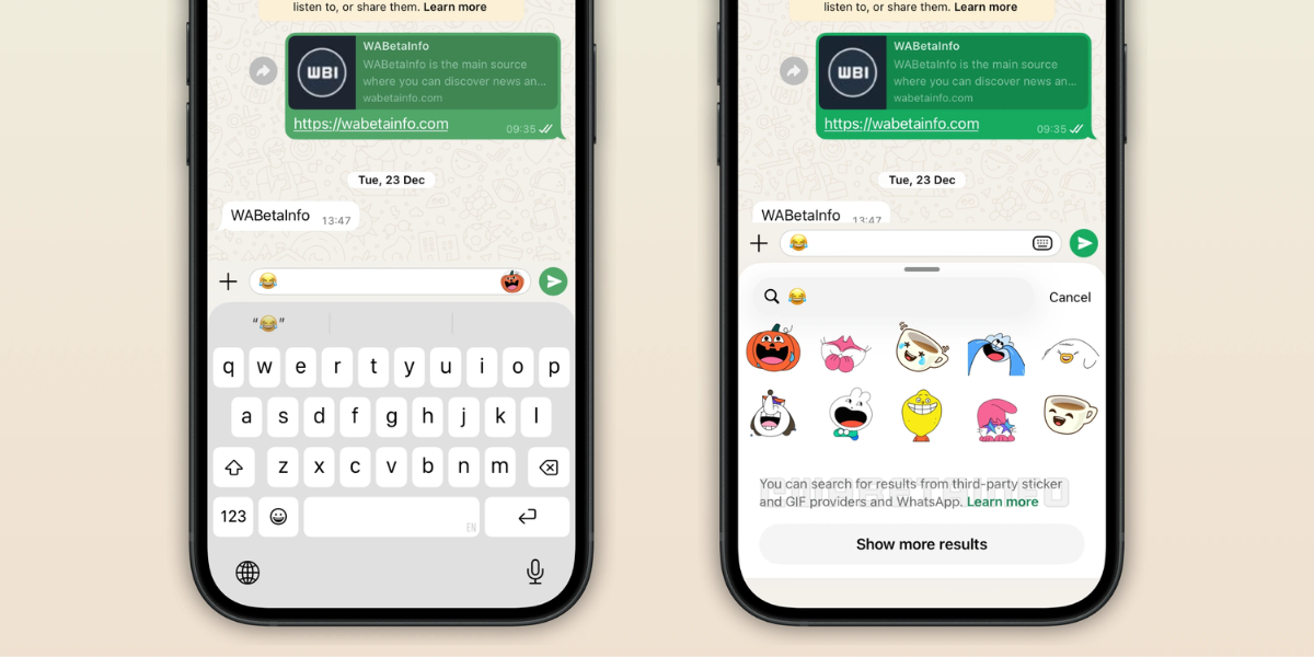WhatsApp prueba en iOS sugerencias de stickers según el emoji que escribes