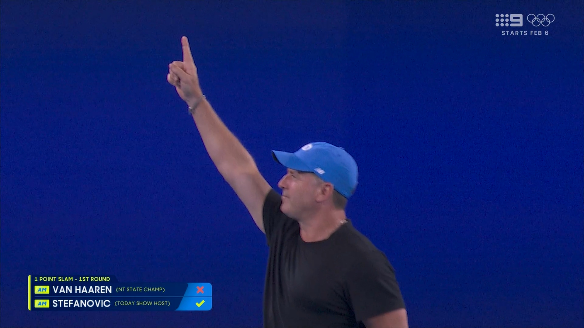 Karl showboats after rival's double fault