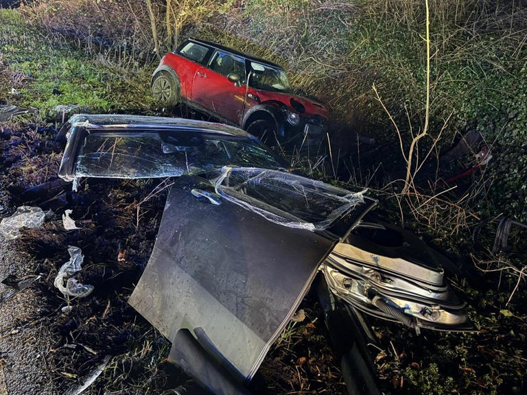 Mini driver arrested on suspicion of drug driving after Fenland crash