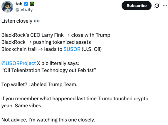 BlackRock and ‘Trump Team’ wallets buying $USOR? The truth behind the ...