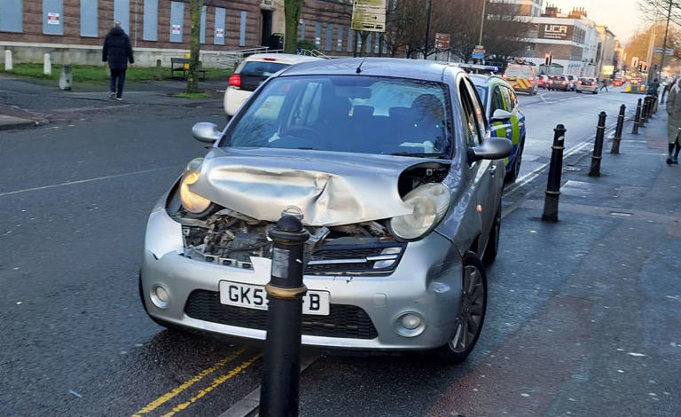Emergency response as car hits barriers near Canterbury College