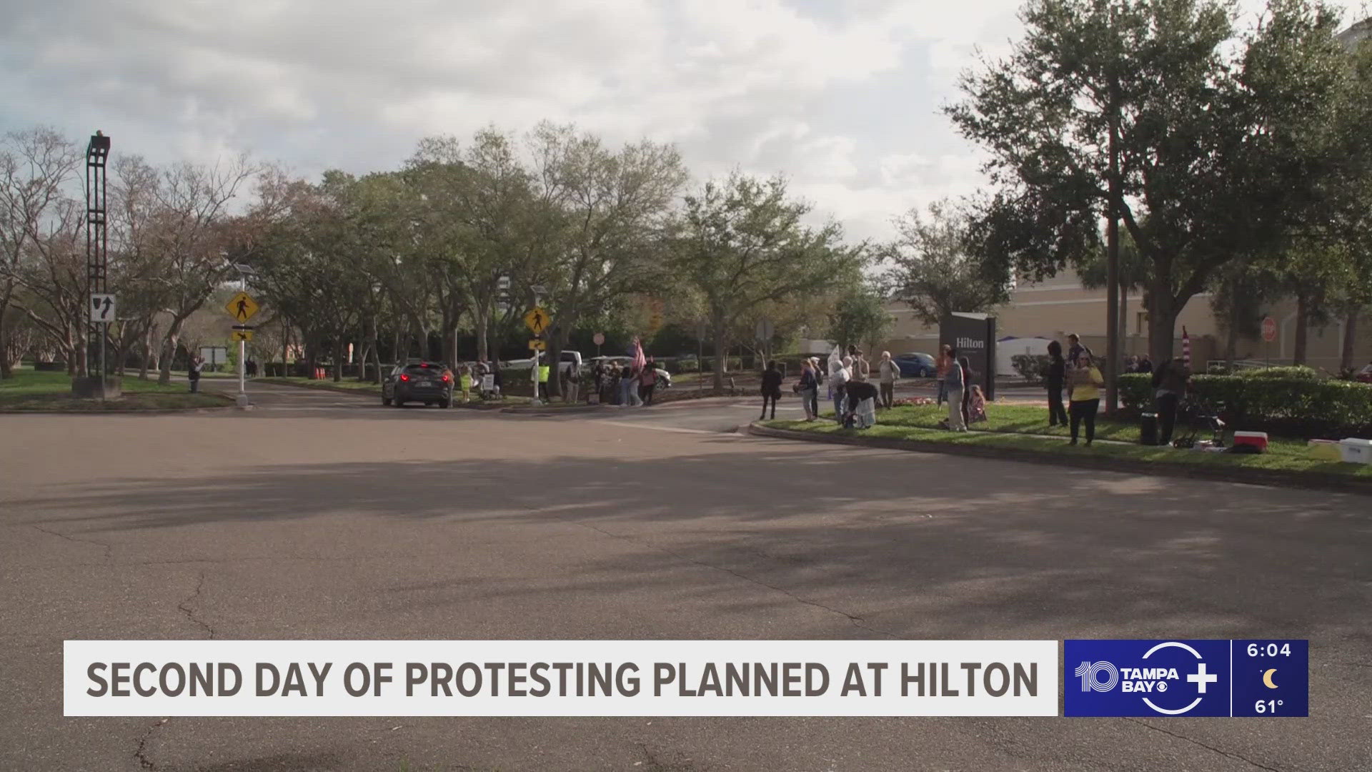 Second day of protesting planned at Hilton Carillon for ICE recruiting ...