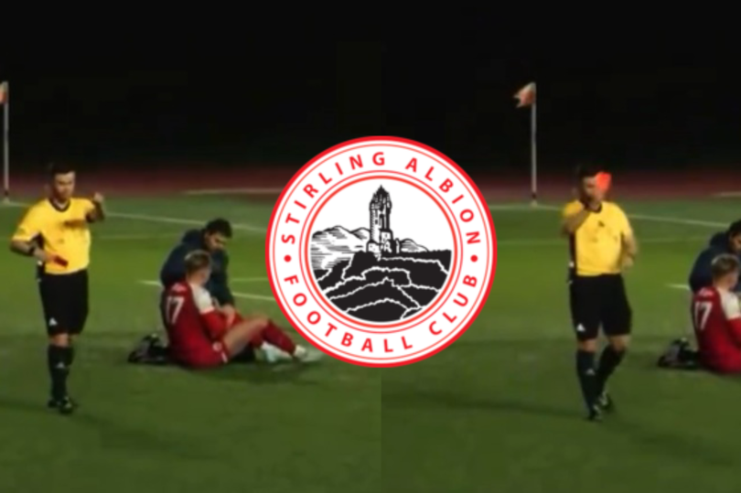 Bizarre moment referee shows fan red card as Stirling Albion boss has a ...