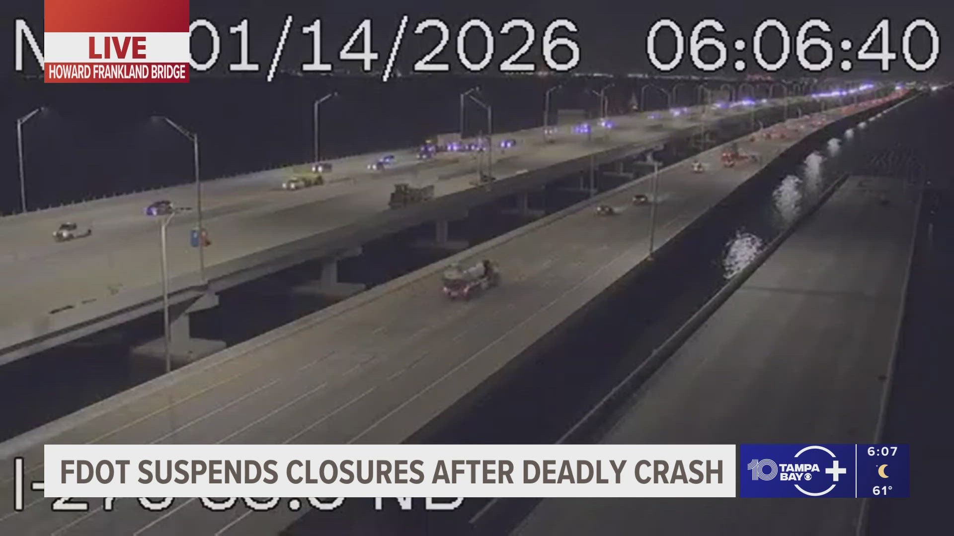 Traffic projects postponed after deadly crash on Howard Frankland Bridge