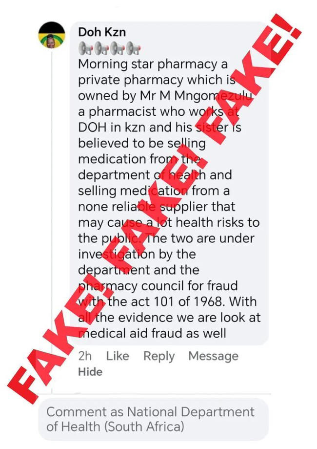 KZN Health Department issues warning about fraudulent Facebook page