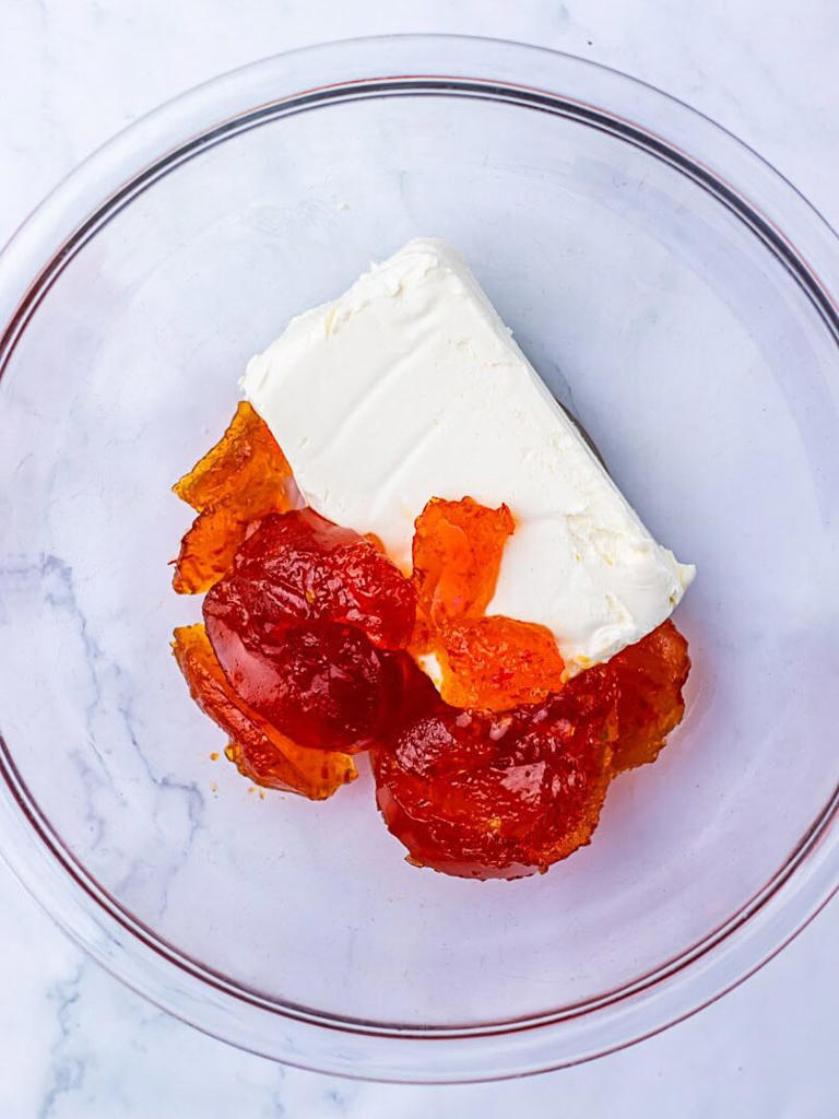 Pepper jelly pinwheels that disappear every single time