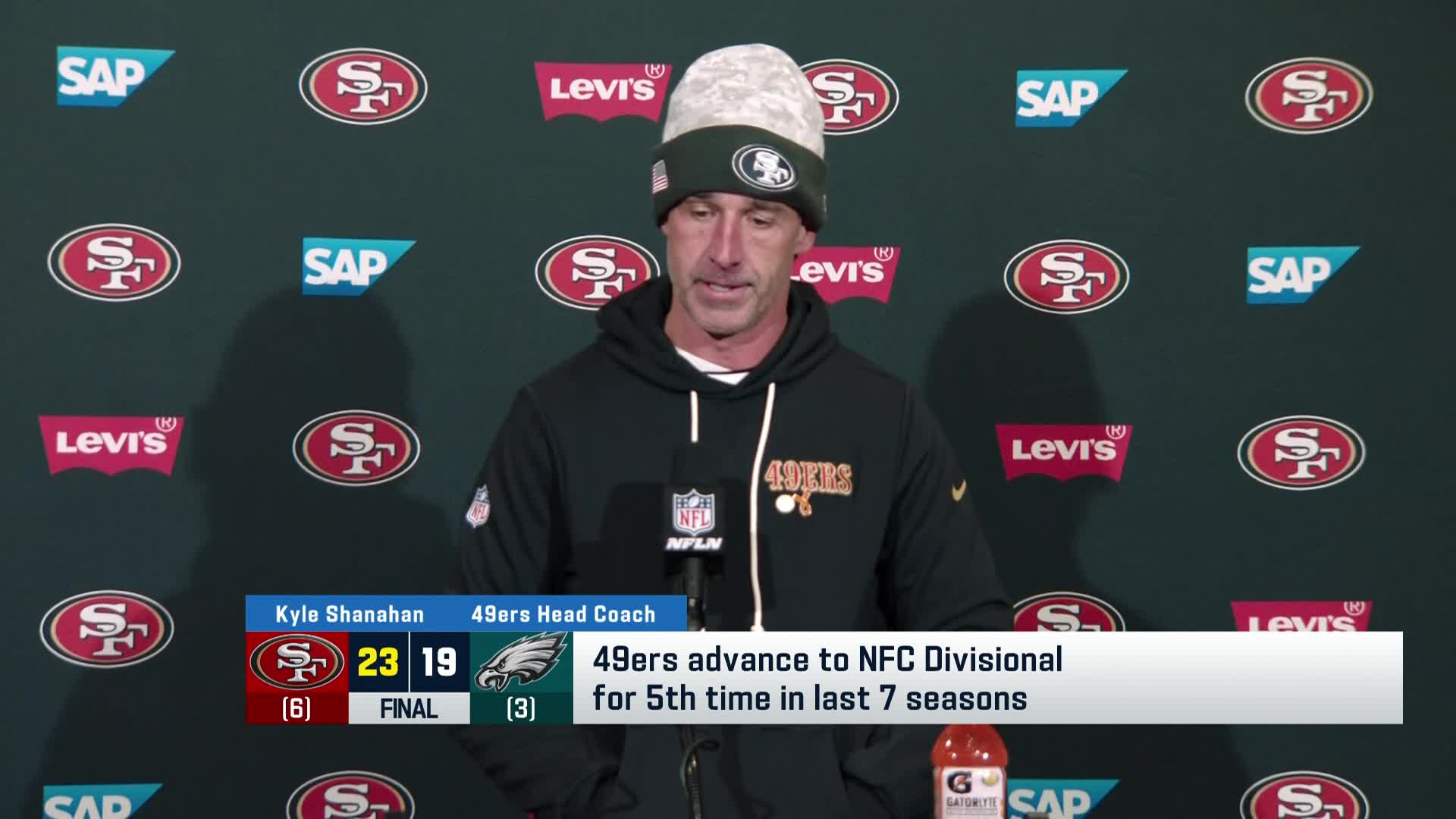 Kyle Shanahan reacts to wild card win vs. Eagles