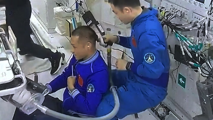 Haircuts in microgravity — astronauts on the Chinese space station