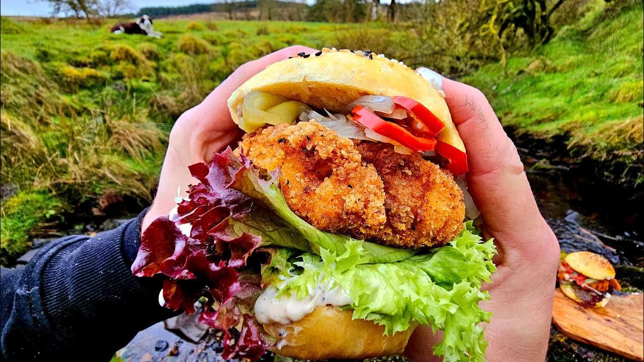 Fish burger you've never seen before cooking in nature