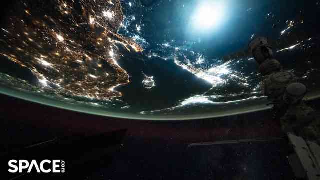 Meteor burning up over Earth seen from the International Space Station
