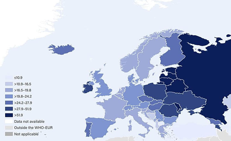 European men in their 30s most at risk of alcohol-related fatal injuries