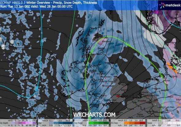 Snow maps show blizzard hitting 564-mile stretch of Britain with 51 ...