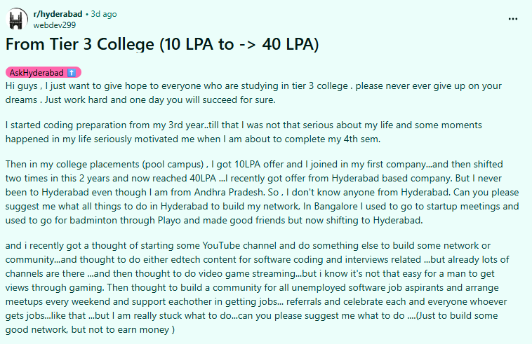 Rs 10 LPA to Rs 40 LPA in 2 years: Tier 3 college techie shares job ...