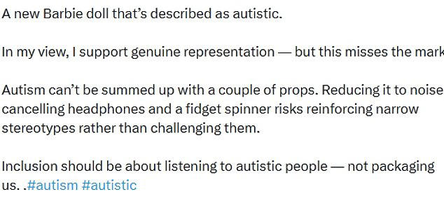 Backlash against first autistic Barbie for 'reinforcing stereotypes ...