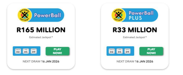 R198-million PowerBall and PowerBall Plus on Friday 16 January 2026