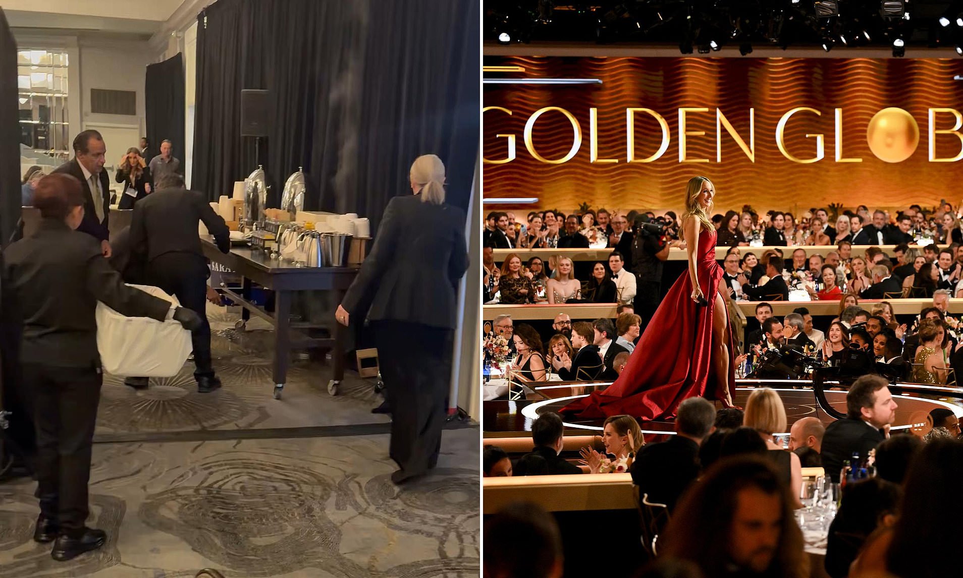Horror moment fire breaks out backstage at the 2026 Golden Globes