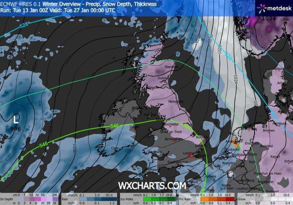 Snow maps show blizzard hitting 564-mile stretch of Britain with 51 ...