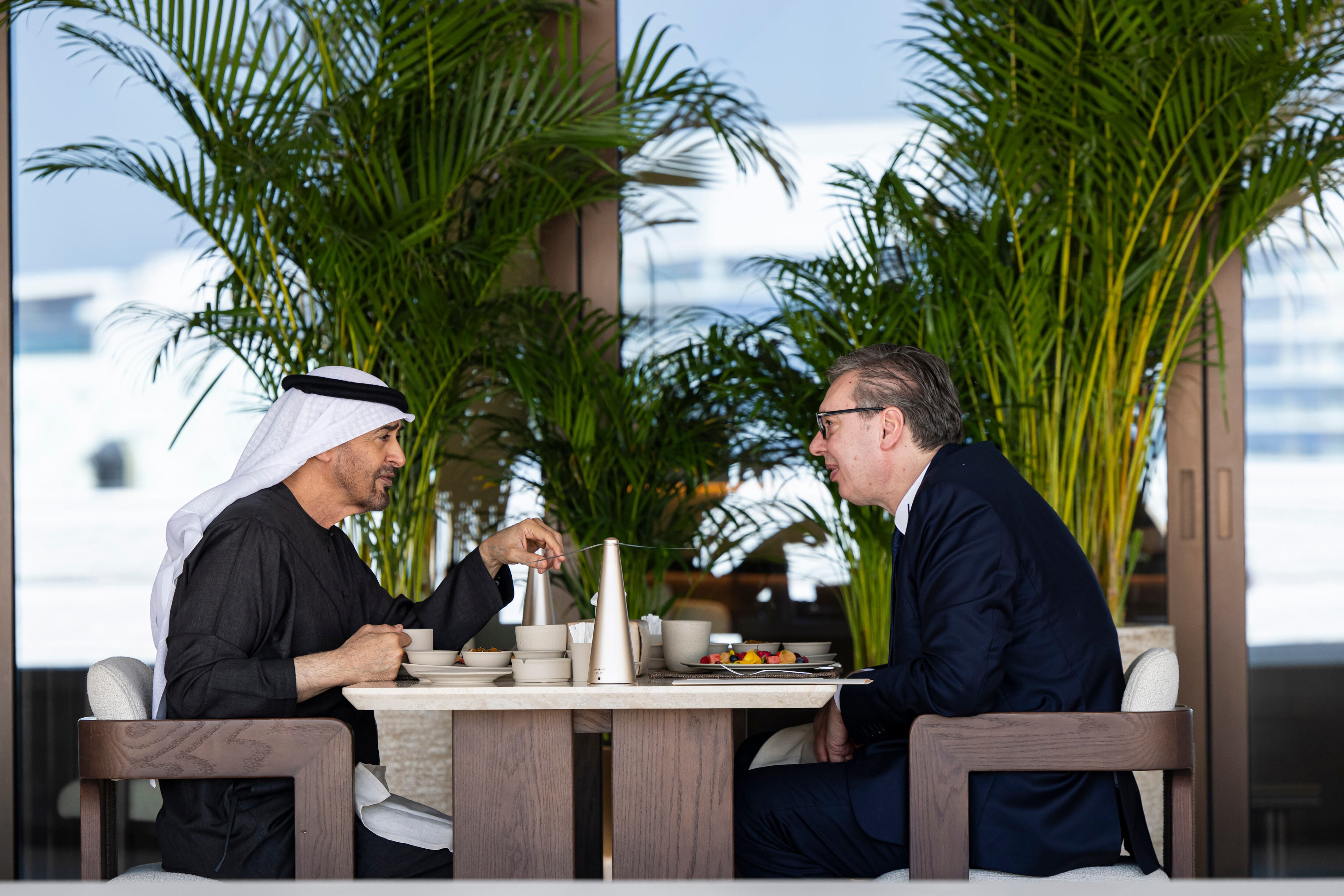 President Sheikh Mohamed meets president of Serbia