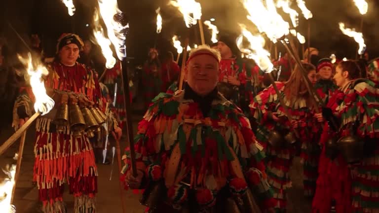 Bulgarians ward off evil spirits with traditional fire ritual