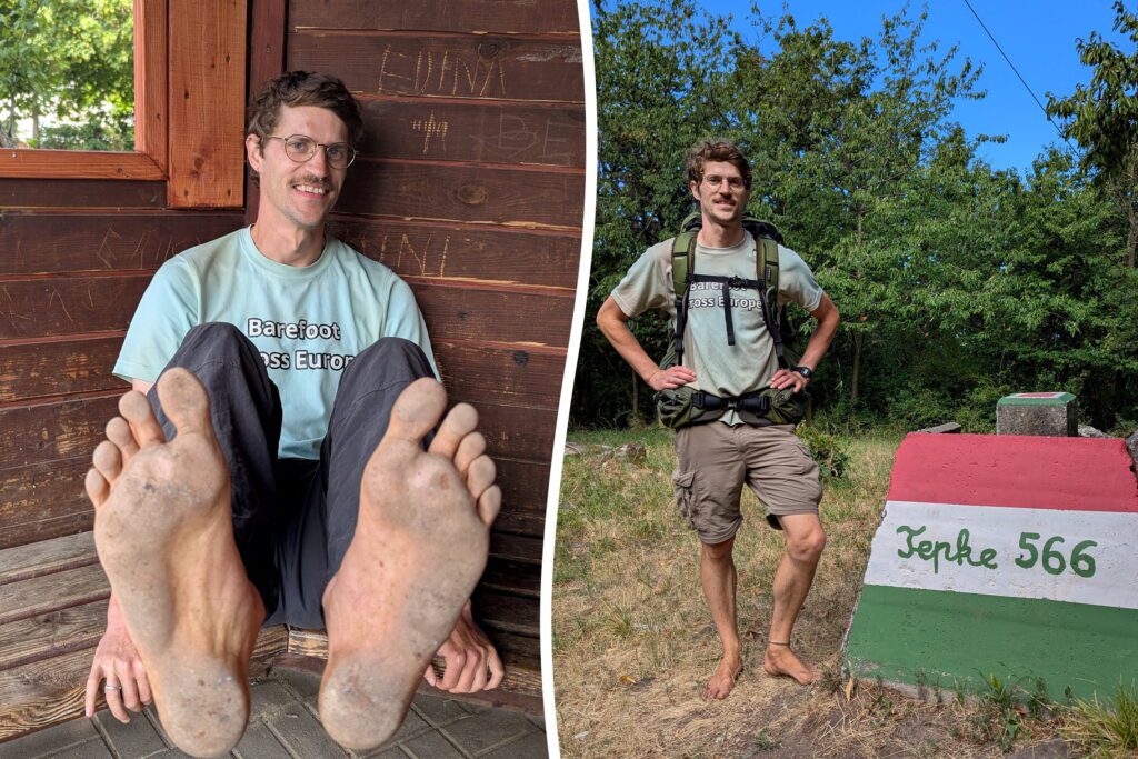 Man walking entire length of Europe – completely barefoot