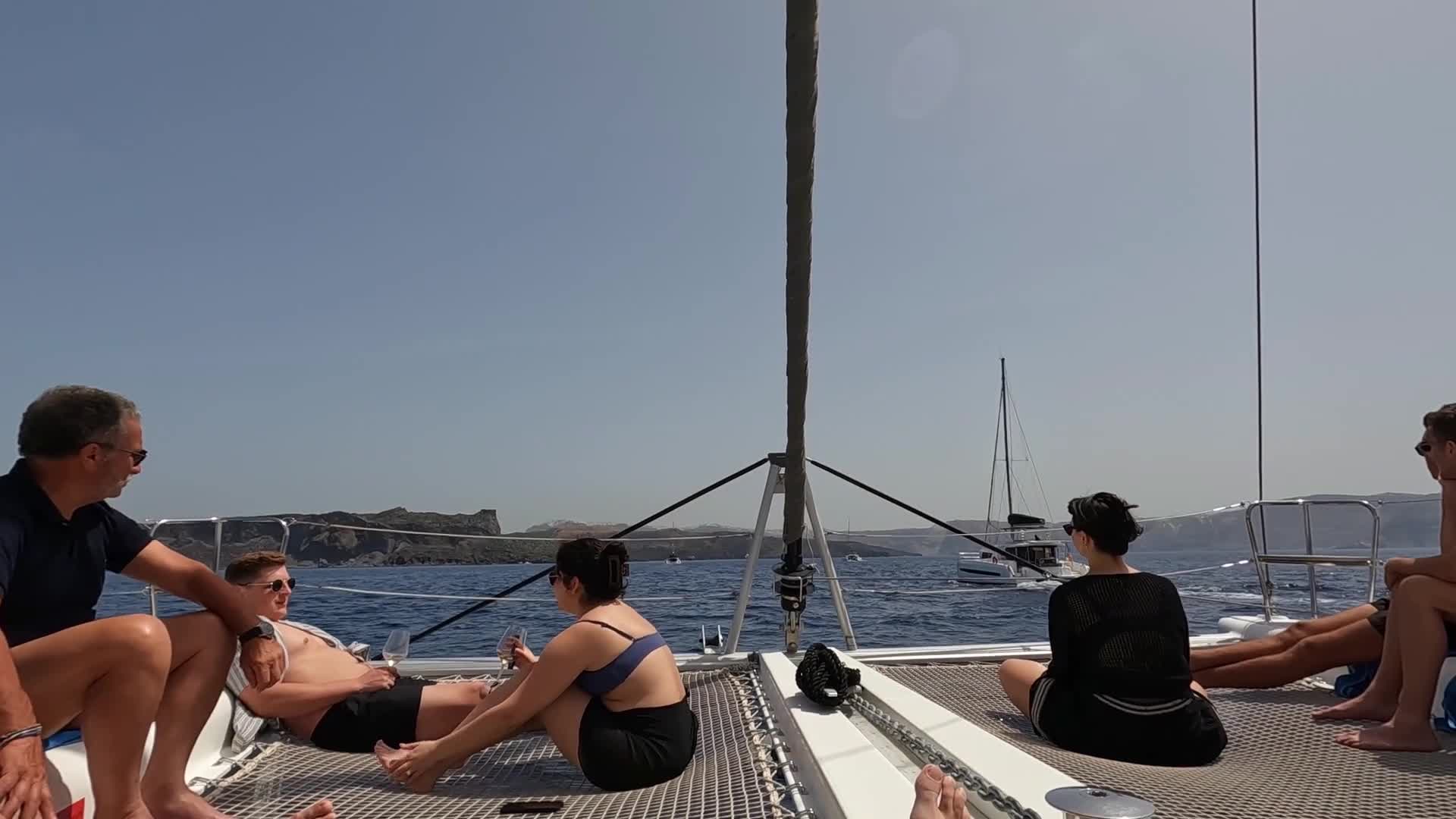 Spectacular Santorini catamaran cruise with lunch & endless wine!