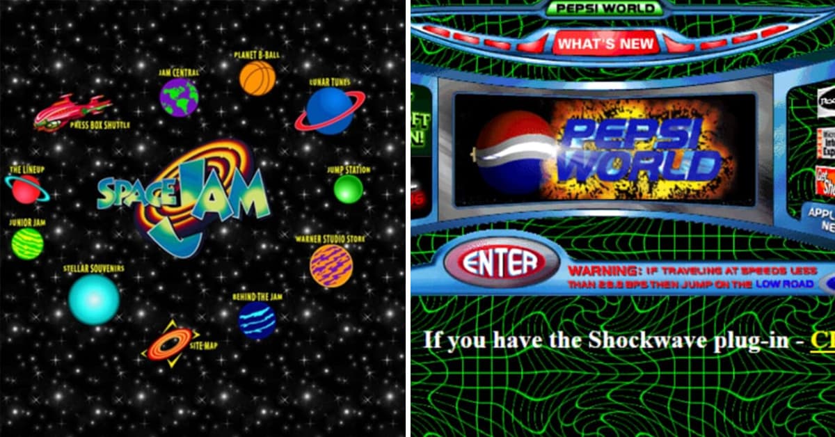 Retro website homepages only the '90s kids will know