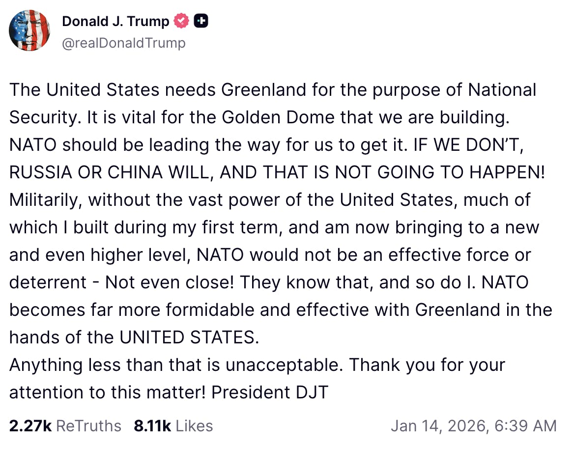 Trump issues extreme Greenland threat ahead of White House meeting