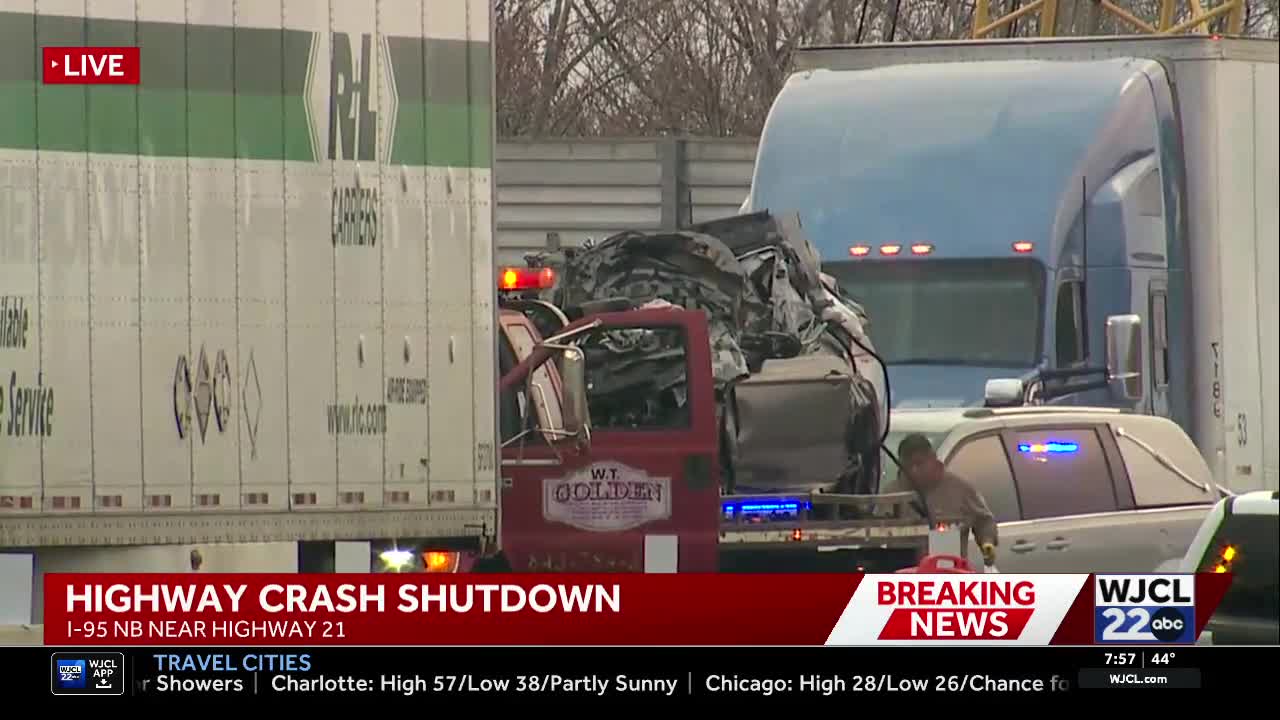 I-95N shut down after crash: 8 a.m. update