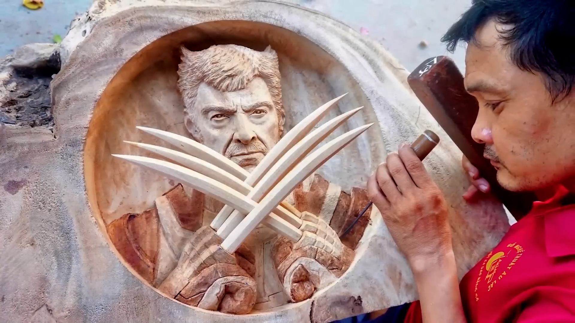 Can a detailed wolverine portrait be carved?