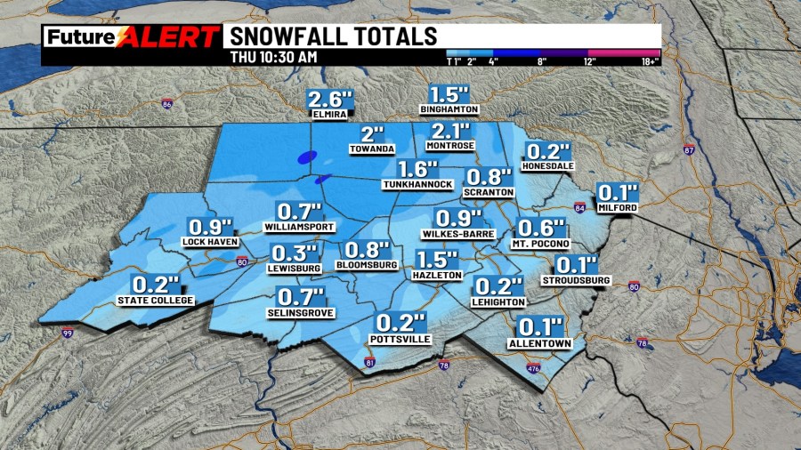 Snow expected in PA early morning Thursday