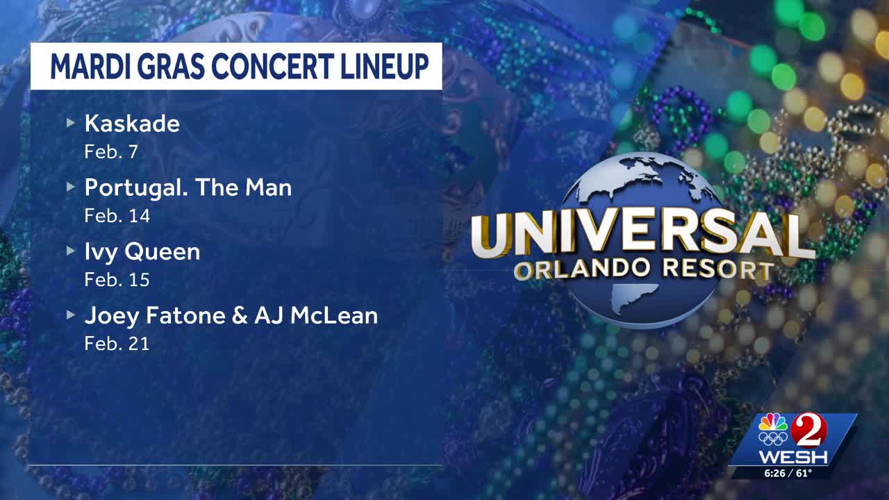 Universal Orlando reveals 2026 Mardi Gras concert lineup